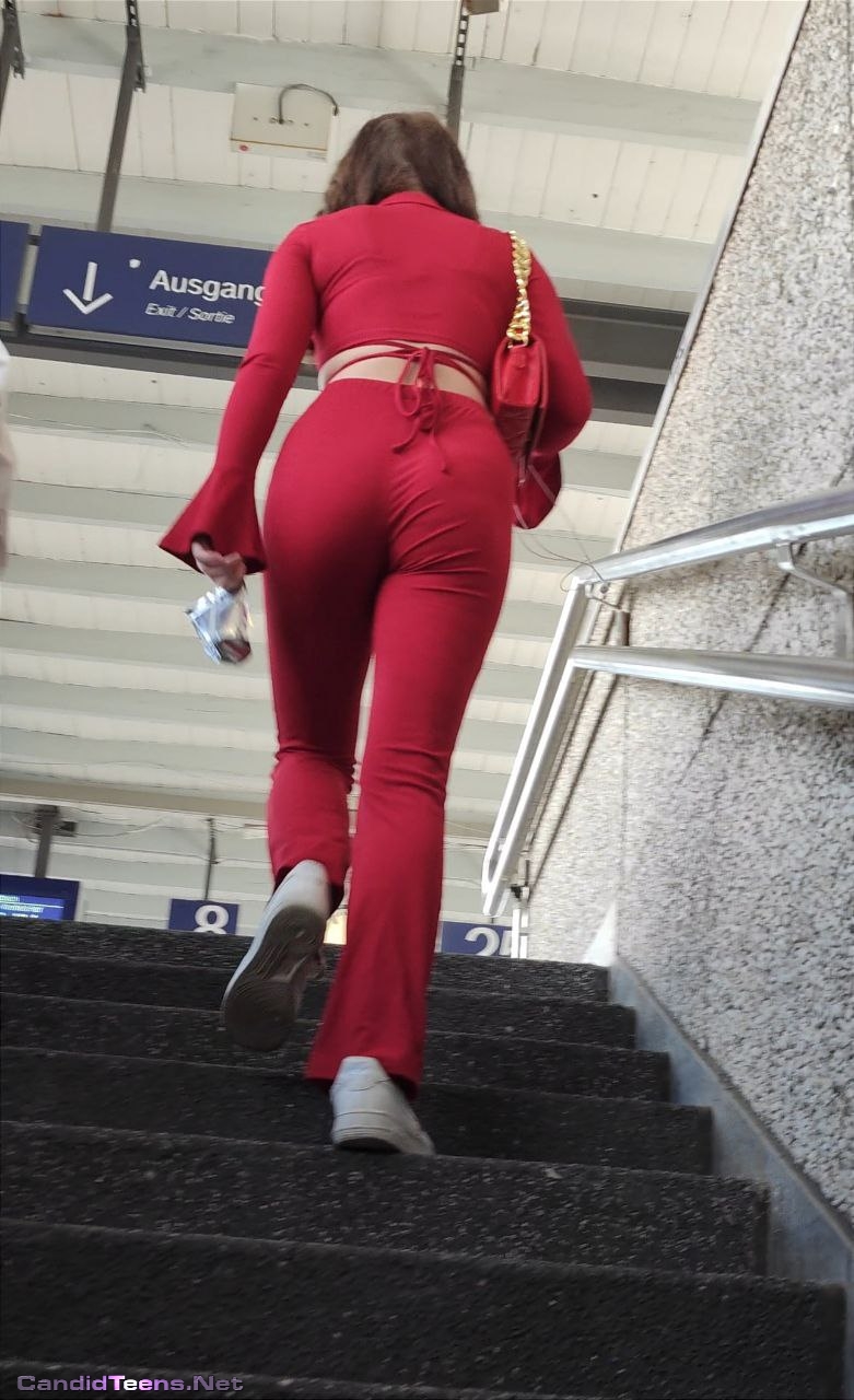 Brunette Slut In Red Dress Creepshot Candid Teens